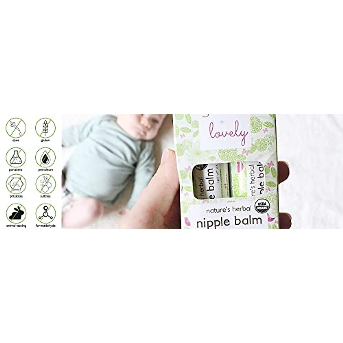 Green+Lovely Nipple Balm Organic Nature's Herbal Breastfeeding Cracked Nipples Soother Nursing Crack Ointment Essential Stick, Silky Calendula Infused, Pregnancy Essential, 2 x 0.5 oz Gift Set