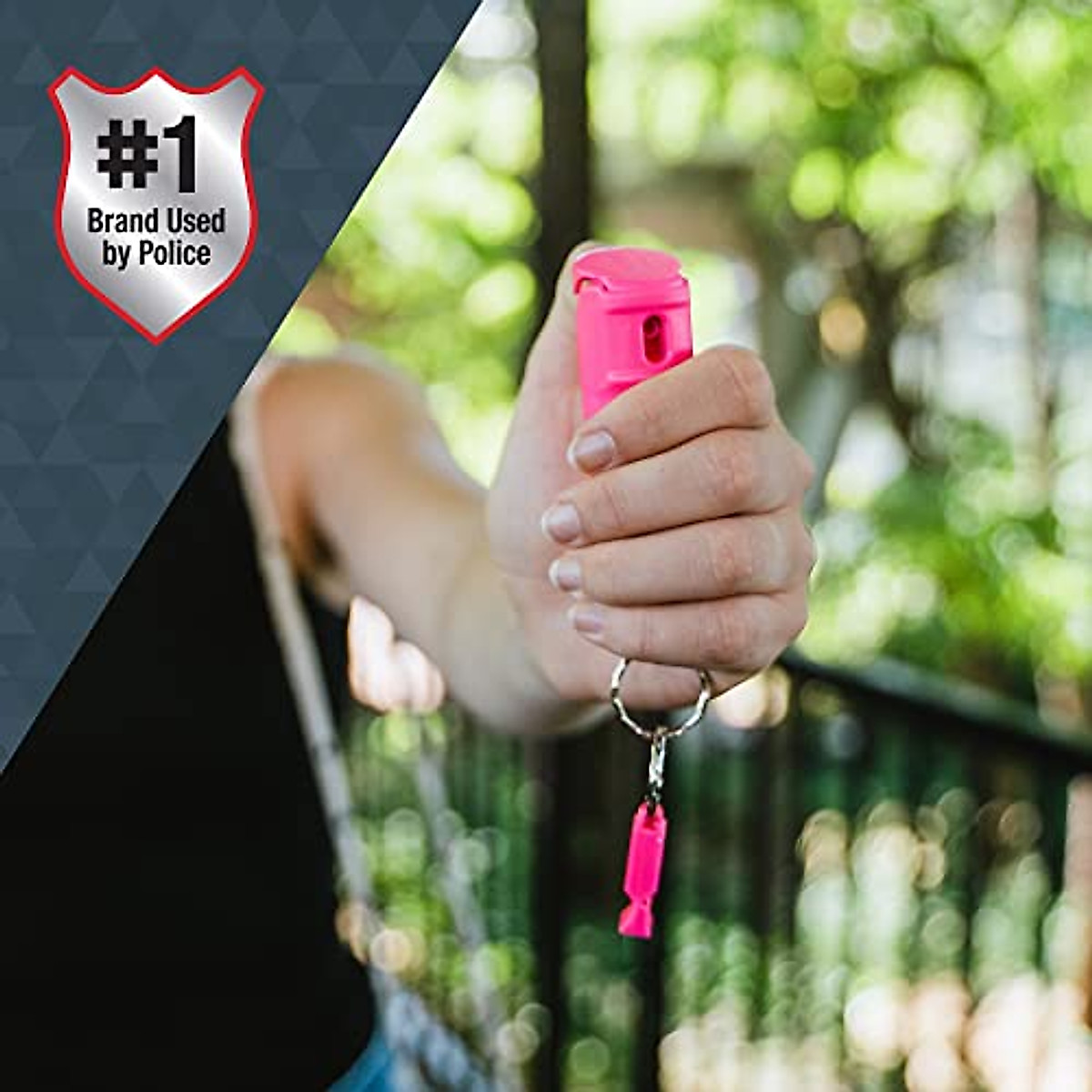 SABRE 2-in-1 Pepper Gel with Detachable Safety Whistle Keychain, 25 Bursts, Can Be Heard Up To 750 Feet (229 Meters), UV Marking Dye, Ergonomic Finger Grip, Fast Flip Top Safety