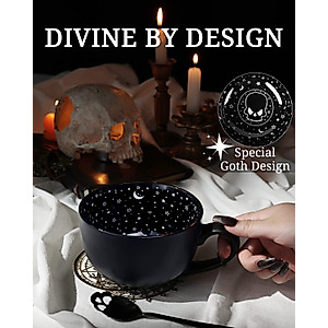 CALATOUR Large Coffee Mug Goth Decor With Midnight Skull,Gift Box Package,Cute Halloween Spooky Witch Gift,Cool Novelty Tea Cup,21oz/620ml Porcelain,1PCS