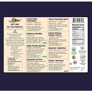 Valdena Bio Organic Herbal Tea Variety Pack, Tea Sampler Gift Set Box, 8 Flavors Assorted Tea, Total of 64 Tea Bags, Caffeine Free Tea Set with Variety of Health Benefits