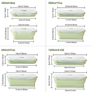 Soaoo Set of 8 Collapsible Silicone Food Storage Containers 12 oz 17 oz 27 oz 41 oz Stackable Collapsible Bowls with Airtight Lid Silicone Lunch Box Set, Oven Microwave Freezer Dishwasher Safe