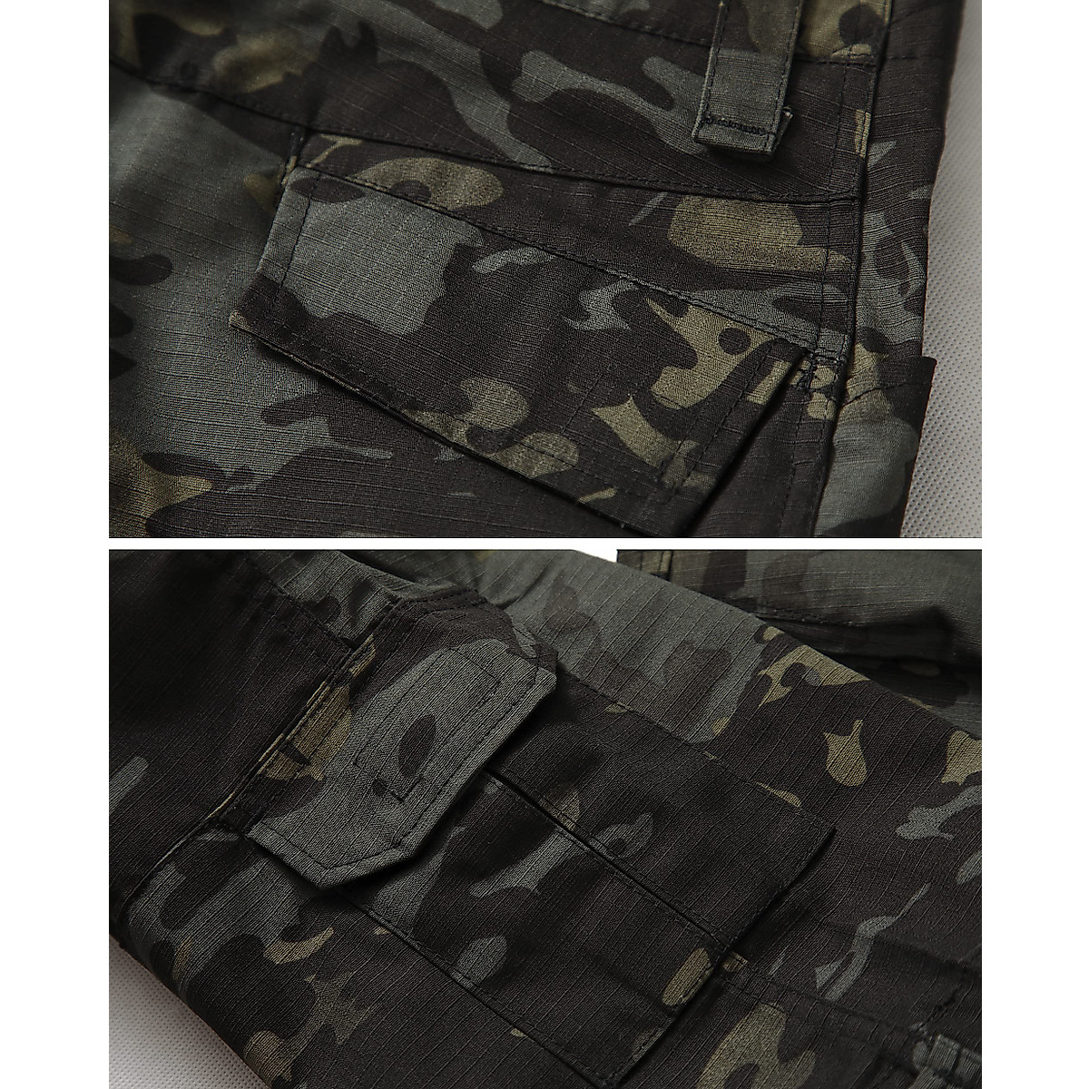 OCANXUE Men's Tactical Pants Camo Cargo Pants Ripstop Work Hiking Pants with 10 Pockets No Belt Size 38