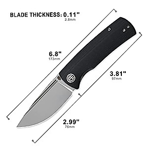 Petrified fish PFP01X Beluga,2.99" 14C28N Sand blasting Blade,95.6g G10 Hande Front Flipper Liner lock Folding knife (Sand blasting, Black G10)