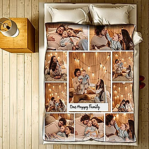 Launchigo Customized Photo Blanket - Family Blanket with Text. Make Your Own Fleece Throw Blanket. Gift for Anniversary, Thanksgiving, Birthday & Christmas. (Photo Blanket 29, 50"X60")