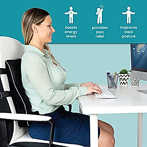 Healthy Spirit Full Lumbar Back Support | Memory Foam Full Size Back Cushion Lumbar Support for Office Chair Car .., Black, 1 Count