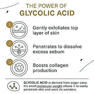 Botanic Tree Glycolic Acid Face Wash Travel Size (2oz., Pack of 3)- Facial Exfoliating Cleanser w/ 10% Glycolic Acid- Organic Anti Aging AHA Peel for Acne, Wrinkle Reduction-Natural Skin Facewash Scrub for Cystic Acne.