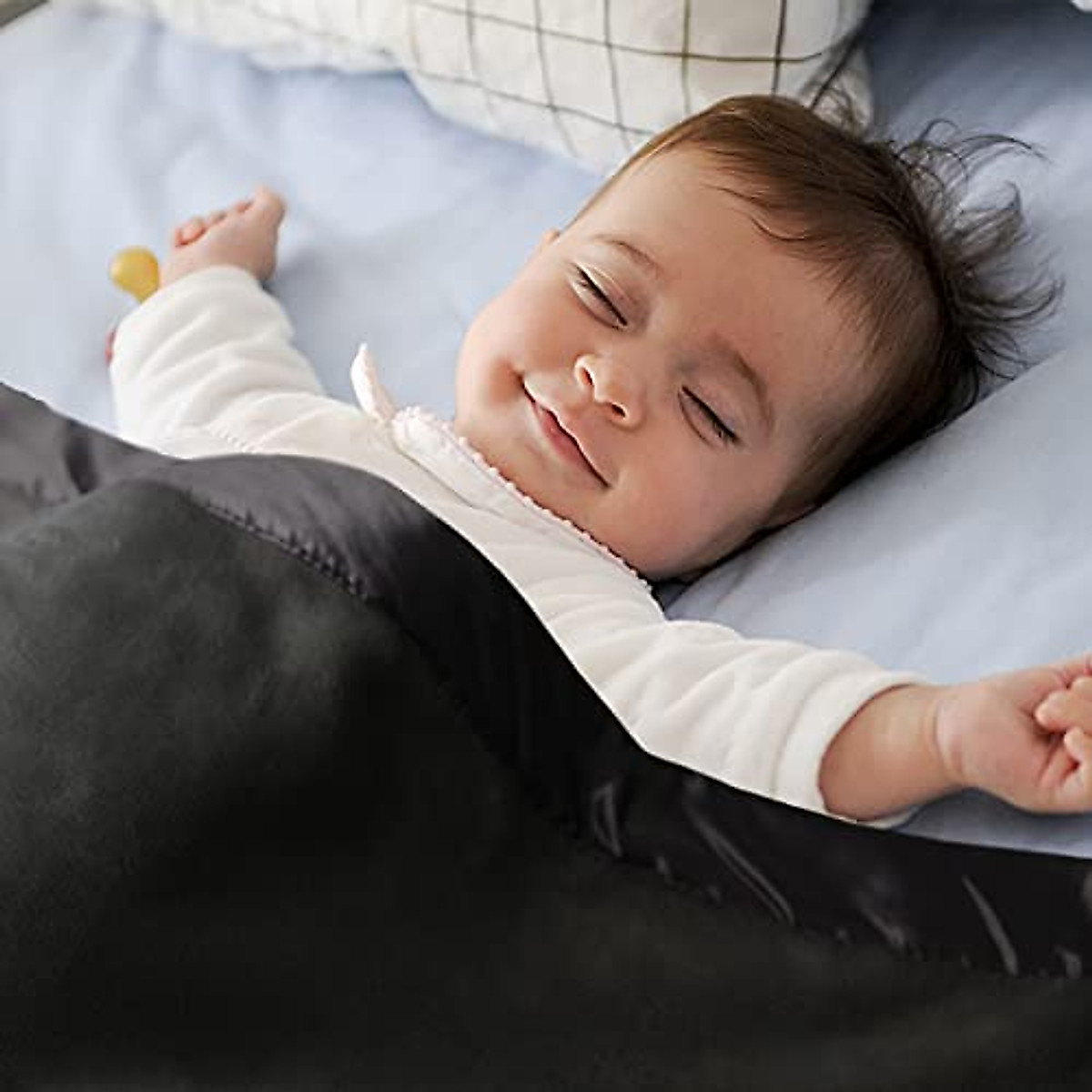 Pro Goleem Fleece Baby Blanket with 2 Inch Satin Trim Soft Anti-Static Plush Blanket for Boys and Girls Christmas Baby Gifts for Babies Black 30x40 Inch