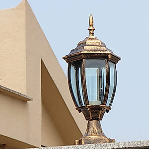 Post Lights Outdoor Post Light Post Cap Lights Wired Outdoor Waterproof Led Villa Patio Aisle Path Pillar Lamp Garden Decoration Landscape Light (Black) (Brass)