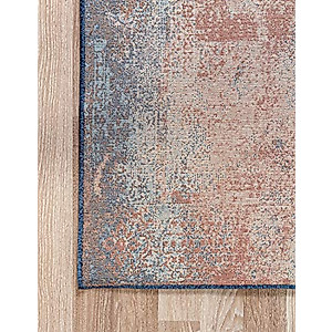 Unique Loom Mystic Collection Over-Dyed Abstract, Mid-Century Modern, Rustic Area Rug, 2' 0" x 6' 0", Peach/Beige