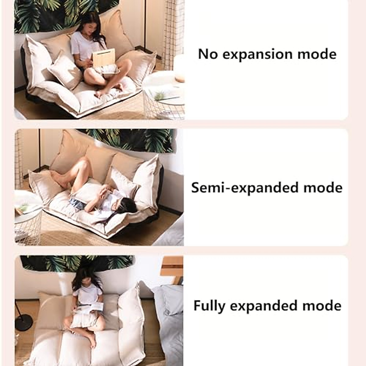 ESRADA Lazy Floor Sofa,Minimalist Sofa Couch,Foldable Lazy Couch Bed with Adjustable Backrest and Armrest,Fireside Chair,Tatami Sofa,Corner Relax Sofa Couch Dark gray-180cm/71inch