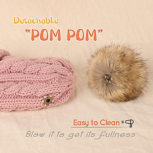 FURTALK Toddler Girls Boys Winter Hat Kids Pom Pom Beanie Hats Baby Faux Fur Pom Beanies Warm Soft Toddler Hats Pink