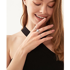 TIGRADE 1.5CT Bridal Ring Sets Oval Cut Cubic Zirconia Wedding Band Halo CZ Engagement for Women Size 3.5-12, Silver, Size 7