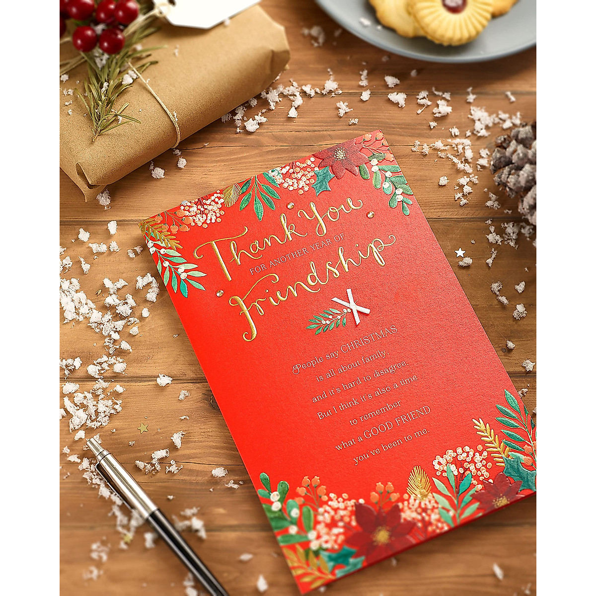 UK Greetings Friend Christmas Card - Friendship Christmas Card - Happy Christmas Card for Friend - Thanks You Card for Friend, Multi, 615854-0-1