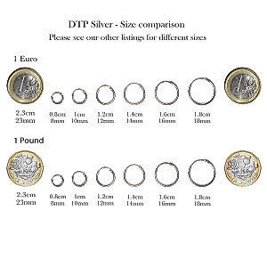 DTPsilver Set of 2 PAIRS of VERY TINY Endless Hoops/Sleepers 925 Sterling Silver 24K Yellow Gold Plated Earrings - Thickness 1.5 mm - Outer Diameter: 10+12 mm