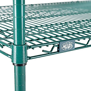 Nexel 21" x 30" x 54", 4 Tier Adjustable Wire Shelving Unit, NEXGuard Anti-Microbial Agent, NSF Listed Commercial Storage Rack, Poly-Green, Leveling feet