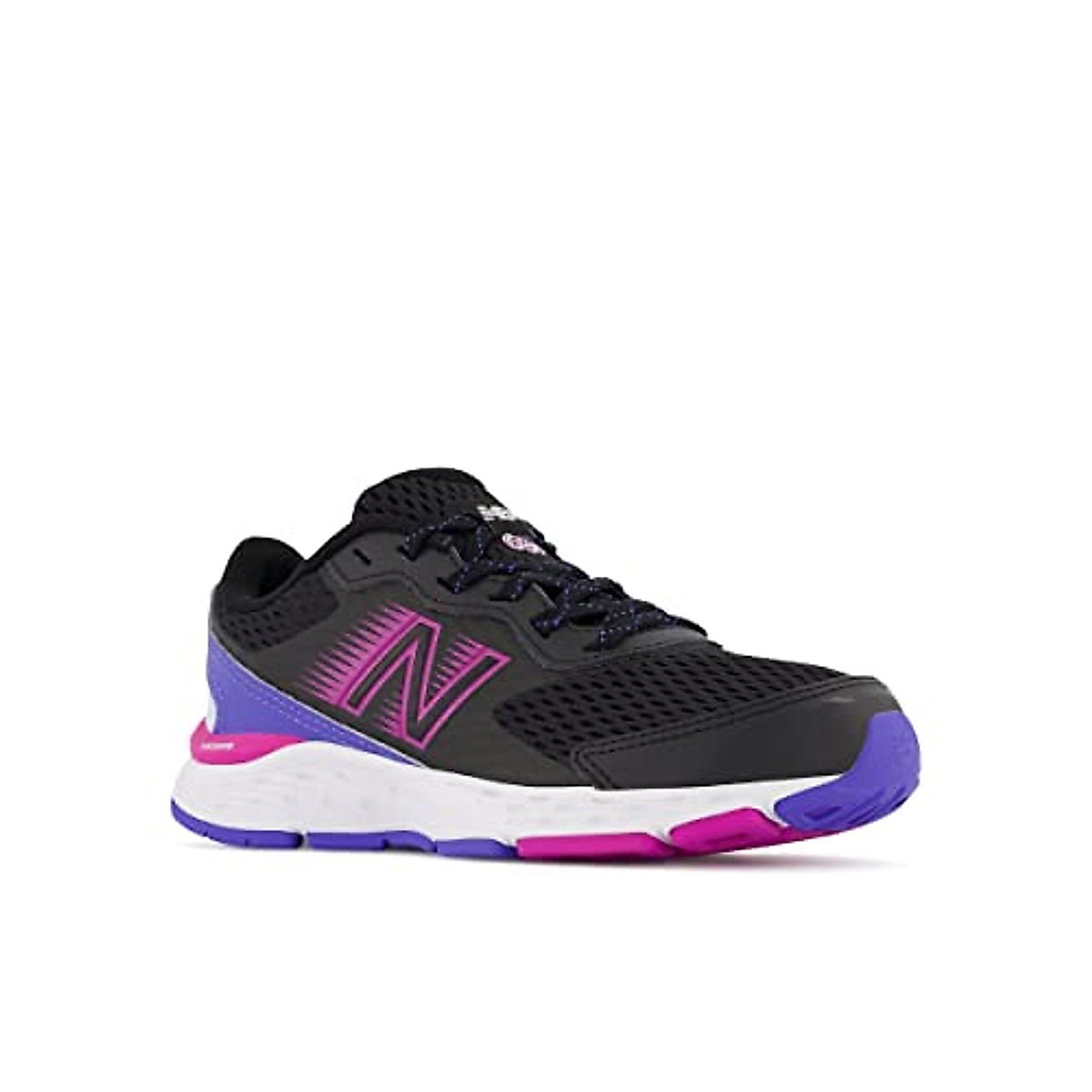 New Balance Kid's 680 V6 Lace-up Running Shoe, Black/Magenta Pop/Aura, 2 Little Kid