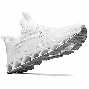 Men's Slip on Walking Running Shoes Blade Tennis Casual Fashion Sneakers Comfort Non Slip Work Sport Athletic Trainer White