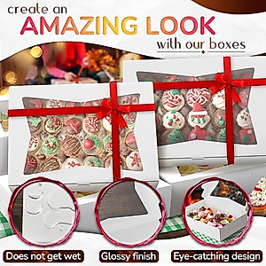 10 Pcs Half Sheet Cake Boxes 19x14 In - White Bakery Boxes with Window, Glossy Finish and Flip Top - Strong Cardboard, Easy Assemble, Secure Transport, Great for Cookies, Cakes, Donuts, and Gifting