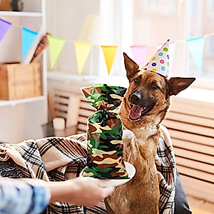 100 Pieces Camo Cellophane Treat Bags, Khaki Camouflage Party Plastic Candy Bag Goodie Present Favor Bag with 100 Silver Twist Ties for Camping Veteran Party Army Theme Birthday Supplies