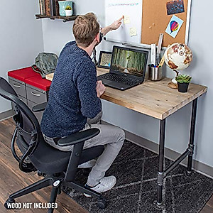 PIPE DECOR Desk Leg Set, Classic H Design for Desks or Tables, Authentic Industrial Pipe, 28.75-in H x 21.5-in W, 1-inch Diameter Pipe, 2-Pk