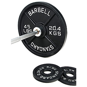 Signature Fitness Cast Iron Olympic Weight Including 7FT Olympic Barbell, 300-Pound Set, Multiple Packages