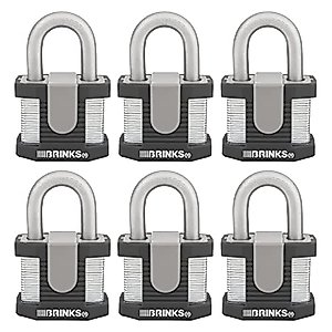BRINKS - 50mm Commercial Laminated Steel Keyed Padlock, 6-Pack - Solid Steel Body with Boron Steel Shackle