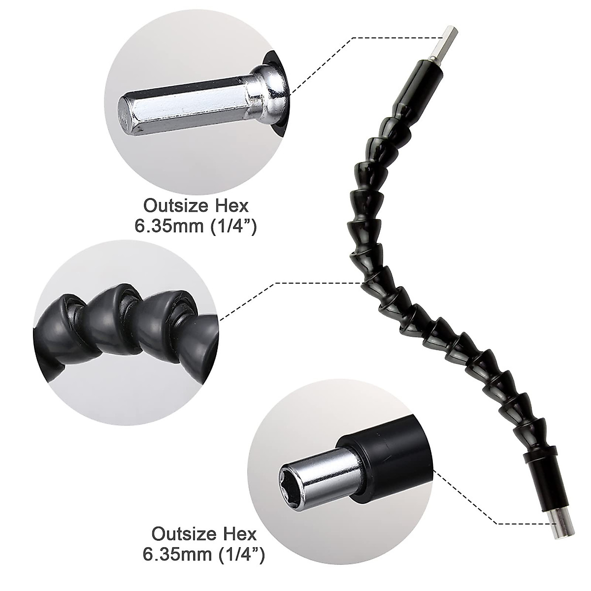 23pcs Flexible Drill Extension - 1/4" Magnetic Hex Soft Flexible Shaft Extension Bits - 9 Universal Nut Driver Drill Bit Set And 12 Screwdriver Bit Sets Included - Flex Bit Extension For Furniture