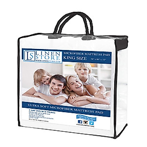 Linen Store Ultra Soft Hypoallergenic Microfiber Mattress Topper Cover Pad, Diamond Quilted Design, King - 78"x80"x12"