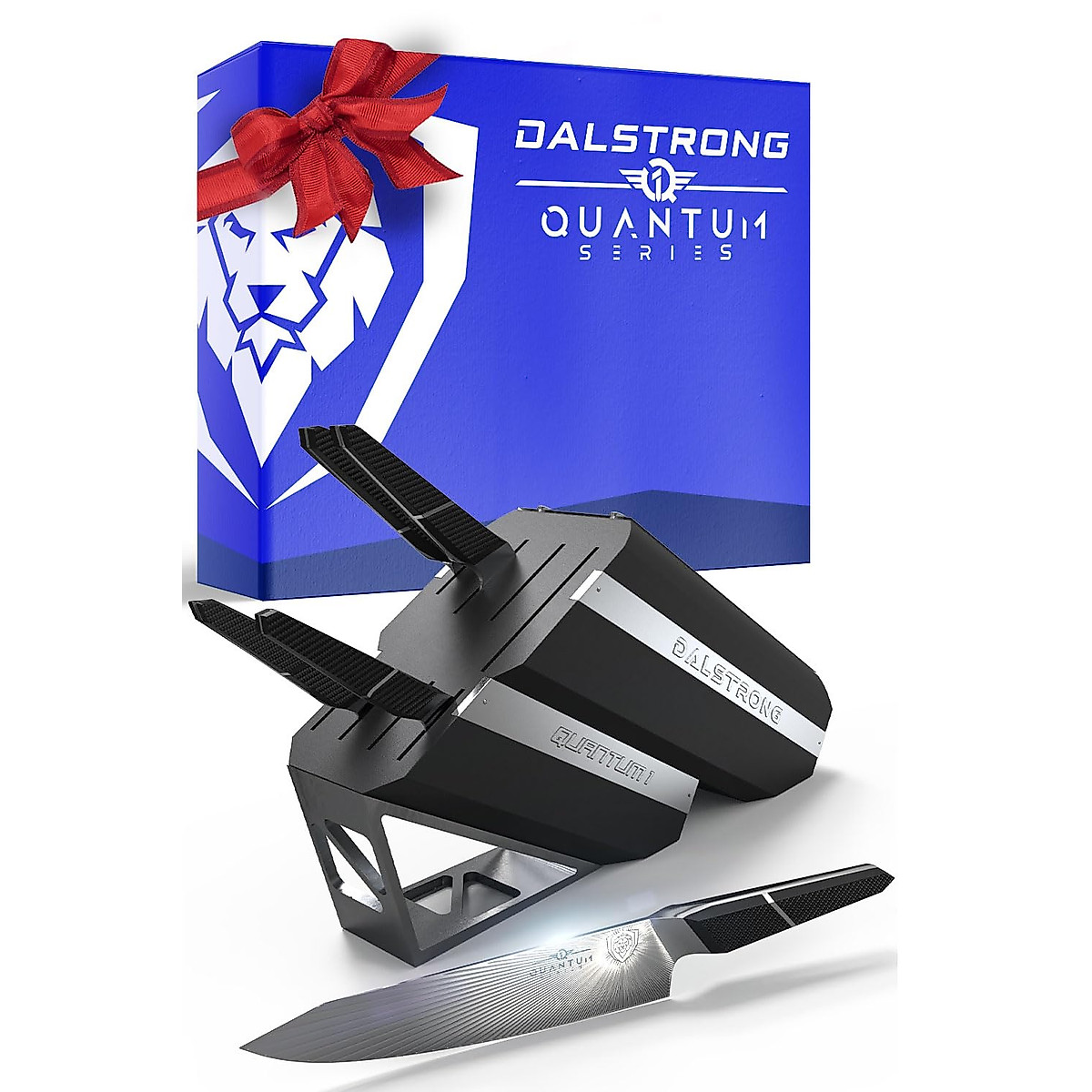 Dalstrong Knife Block Set - 5 Piece - Quantum 1 Series - American Forged BD1N-VX Hyper Steel - Carbon Fibre G10 Hybrid Handle - Professional Kitchen Set - Knife Set