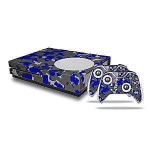 WraptorSkinz Decal Vinyl Skin Wrap Compatible with Xbox One S Console and Controllers - WraptorCamo Old School Camouflage Camo Blue Royal