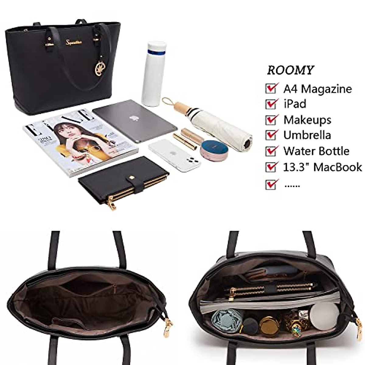 Large Purse Handbag Women Fashion Tote Bag Shoulder Bag Top Handle Satchel Wallet Set 3pcs