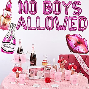 No Boys Allowed Balloons Pink Girls Night Party Banner You Are Like Really Pretty/Ladies Night/Pajama Mean Girls/Makeup Sleep Spa Themed Decor for Bridal Shower/Bachelorette Party Supplies Decorations