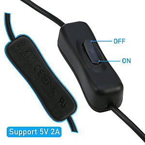 RIITOP USB Splitter with ON/Off Switch [3.3FT], USB 2.0 Extension Male to Female Cable (1x USB Data and Power Female and 1x USB Power Female)