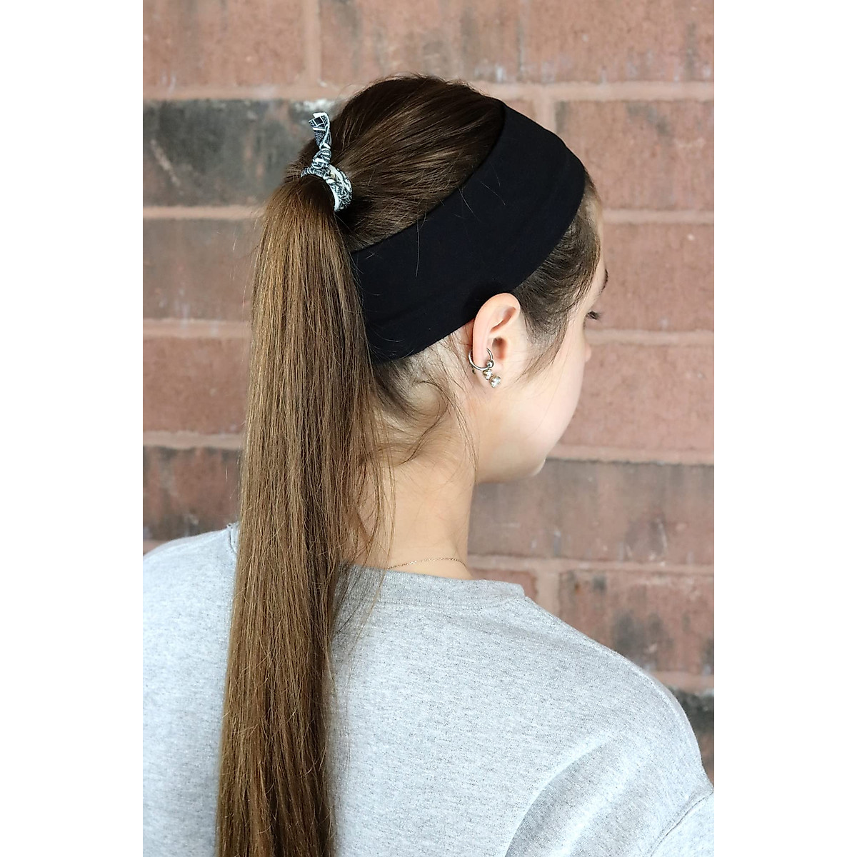 Kenz Laurenz Hair Ties Black Ponytail Holders - 20 Pack - No Crease Ouchless Elastic Styling Accessories Solid Pony Tail Holder Ribbon Bands