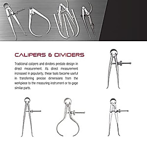 Starrett Toolmakers Spring-Type Caliper and Divider with Bow Spring and Hardened Fulcrum Stud - 6" Size and Capacity, Spring Joint Type - 274-6