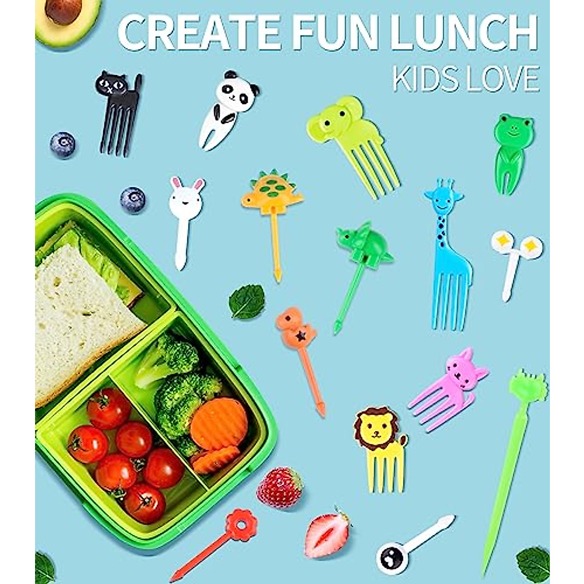152PCS Food Picks for Kids, SEANSDA Fun Kids Food Picks for Picky Eaters, Cute Animal Fruit Toothpicks, Reusable Toddler Food Pick, Kids Lunch Accessories for Bento Box - BPA Free
