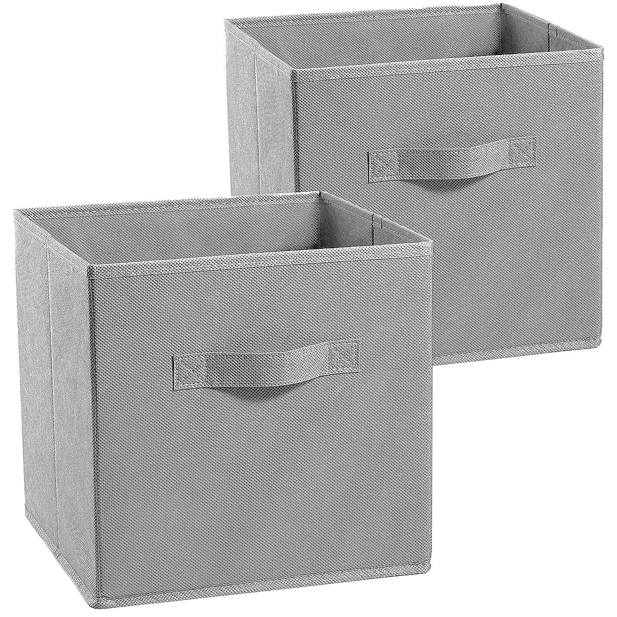 Mrooda Fabric Storage Bins 2 Pack Storage Cubes For Shelves、Storage Bins with 2 Handles 、Rectangle Storage Box Organizer Shelf Baskets 、for clothes toys books and more、color grey 2 pack