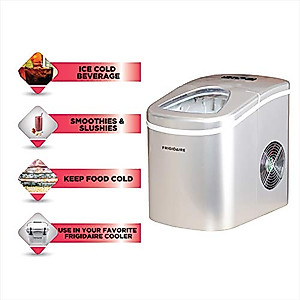 Frigidaire EFIC118-SILVER-KL Ice Maker Machine, Compact Countertop, Silver Medium