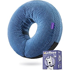 Loflaze Inflatable Dog Cone Collar - Dog Neck Donut Cone Collar Alternative After Surgery - Soft Cone for Large Medium Small Dogs Cats - Alternative Recovery E Collar (Blue, M)
