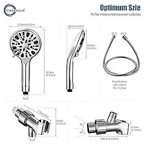 Shower Head,High Pressure 9 Spray Setting Handheld Shower Heads With 5.9ft Extra-long Hose,4.5" Face Hand Held Showerhead with Water Saving & Spa Spray Mode - Chrome