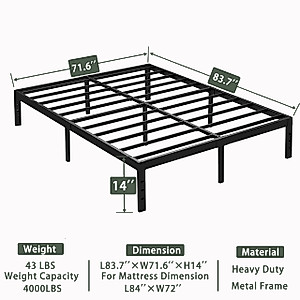 Goltriever 14 Inch California King Bed Frame Metal, Platform Bed Frame California King Size, Easy Assembly, Heavy Duty, No Box Spring Needed
