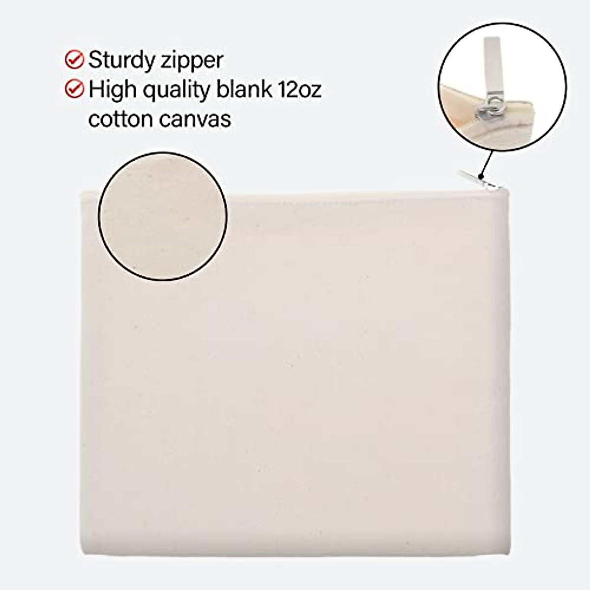 Muka 6 Pack Navy Canvas Cosmetic Bag 9-1/2 x 8 Inches Pencil Zipper Pouch