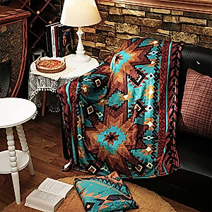 2 Pcs Aztec Blankets Aztec Throw Blankets Southwestern Navajo Tribal Warm Blanket Native American Decor for Camping Travel Gift Bedroom Living Rooms Couch Bed Chair Decor, 39 x 47 Inch