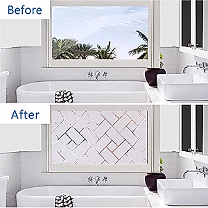 FYY Window Privacy Film, Frosted Glass Covering, Non Adhesive Static Cling Window Stickers, Opaque UV Blocking Heat Control Glass Door Stickers for Bathroom Office Hospital - Matte Lattice, 45x200CM