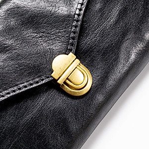 Ancicraft Womens Wallet Leather Purse Fashion For Women Phone Cards with Vintage Clasp Coin Pocket (Black)