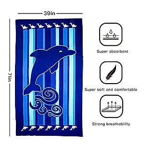 only warm Large Thin Microfiber Beach Towel,Fast Quick Dry Sand Free Lightweight for Men Women Boys Girls (Blue)