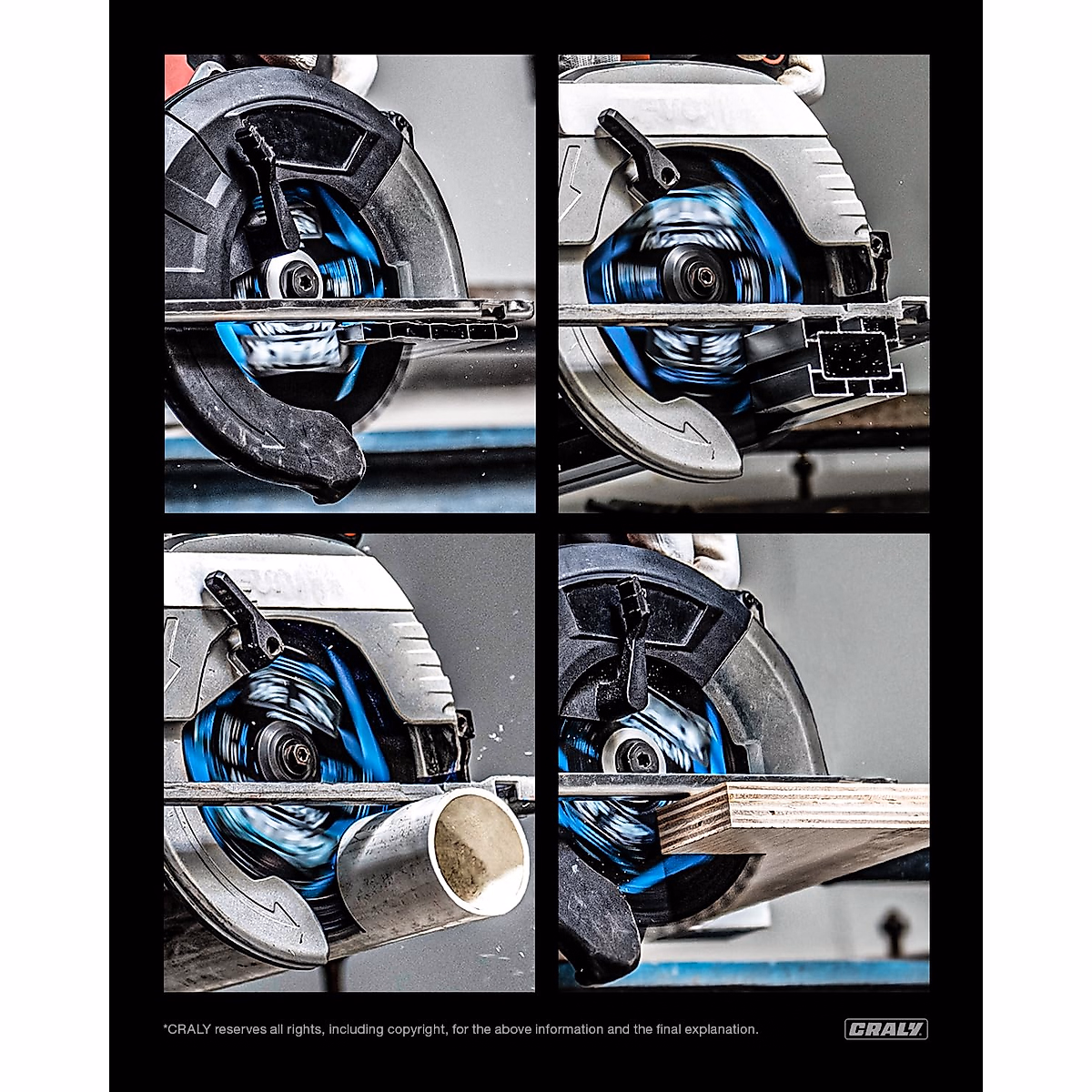 CRALY 7-1/4 Inch 56 Teeth Aluminum and Non-Ferrous Metal Cutting Circular Saw Blade, 5/8 Inch Arbor, Carbide Tipped, Thin Kerf, Black Ice Coating, for Medium Aluminum, Plastic, Composite(C0756AL)