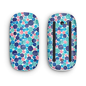 Design Skinz Mixed Aqua Blue and Pink Watercolor Dots Vinyl Decal Compatible with The Apple Magic Mouse 2 (Wireless, Rechargable) with Multi-Touch Surface