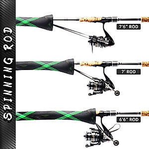 SF Standard Casting Fishing Rod Sock Fishing Rod Sleeve Rod Cover Braided Mesh Rod Protector Pole Gloves Fishing Tools Green-Black-2PCS Fit Casting Rod 6-1/2FT to 7-1/2FT