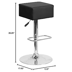 Flash Furniture Daniel 2 Pk. Contemporary Black Vinyl Adjustable Height Barstool with Square Seat and Chrome Base